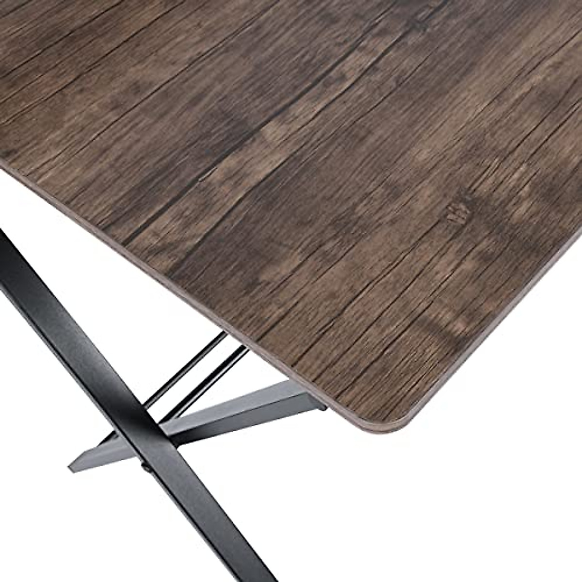 FurnitureR 31.9'' Folding 2 Tier Foldable Assembly Saves Space for Home Office Study, Metal Frames/Wood Top Laptop Table, Brown Computer Desk