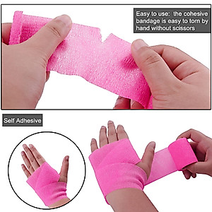 BQTQ 30 Rolls Self Adhesive Bandage Wrap Pink Adhesive Wrap 2 inch Self Adherent Wrap Stretch Bandages Self Stick Bandage Wrap Tape for Wrist Ankle Swelling Sprains (Neon Pink)