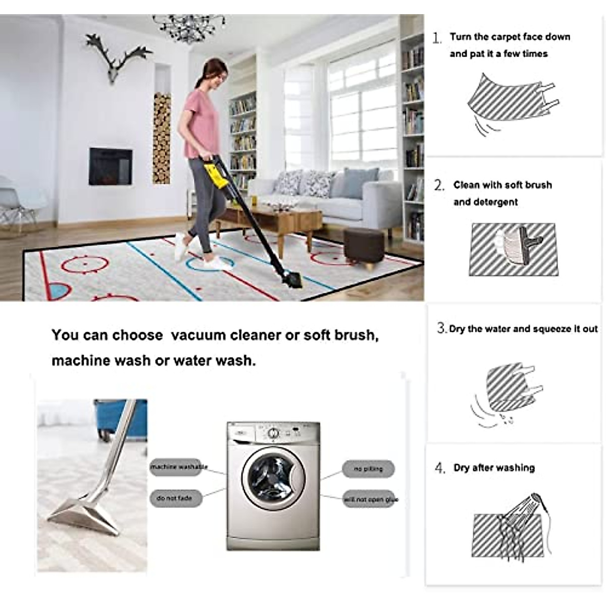 Modern Abstract Mid Century Geometry Area Rug, Boho Abstract Art Print Indoor Carpet, Rugs Floor Carpet, Indoor Non-Slip Rug for Room Sofa Living Room Mat Bedroom Home Decor 6 x 4ft