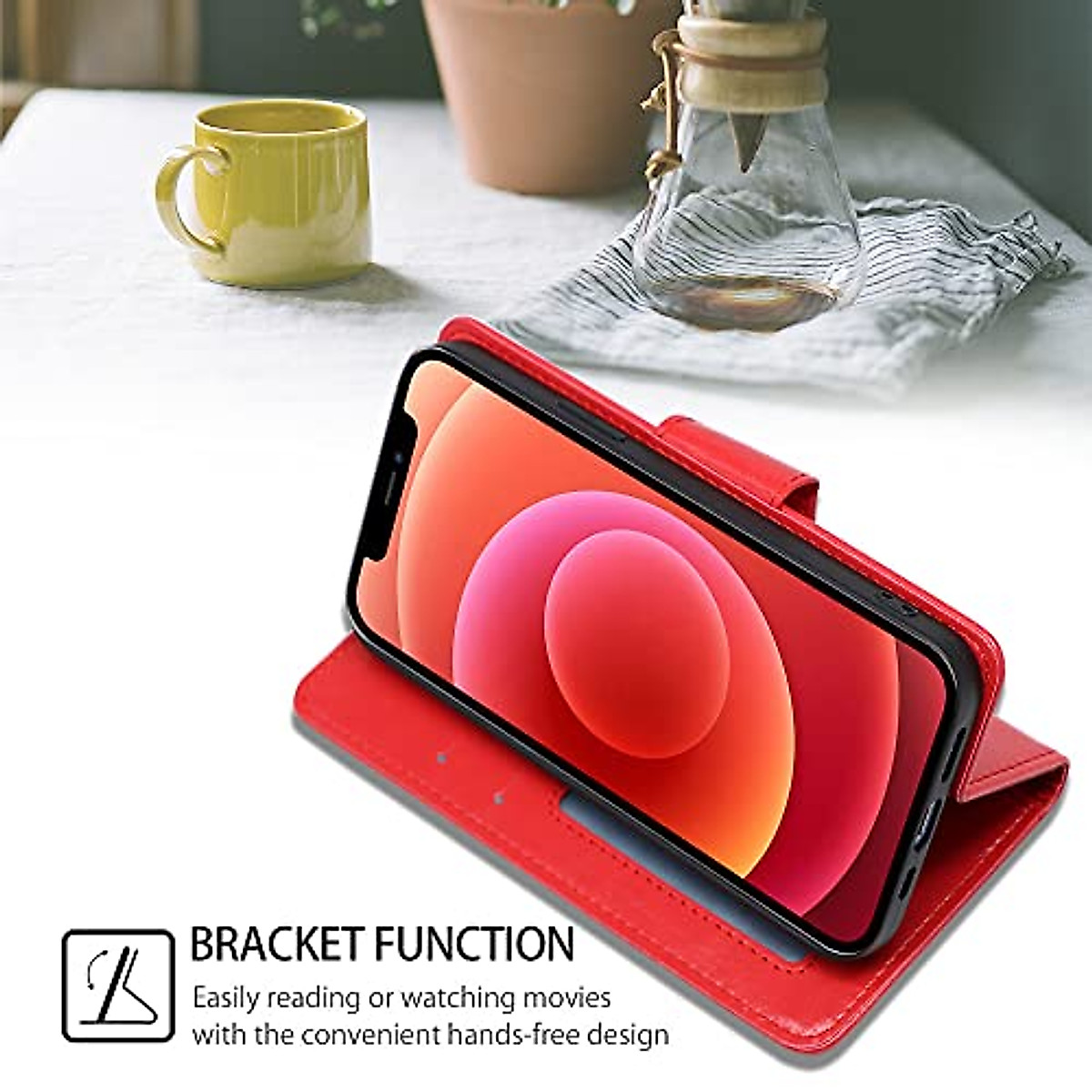 CYR-Guard Phone Cover Wallet Folio Case for Oppo Reno Reno 6 PRO 5G MEDIATEK Edition, Premium PU Leather Slim Fit Cover, 1 Photo Frame Slot, Well Fit, Red