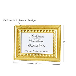 Kate Aspen 12PCS Gold Beaded Frame Place Card/Photo Holder, Place Cards Included, Wedding, Bridal Shower, Anniversary Party Decorations