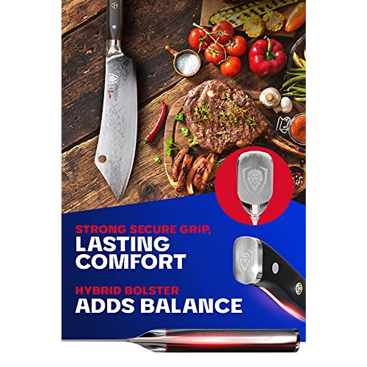 DALSTRONG Hybrid Cleaver & Chef Knife - 8 inch - Shogun Series ELITE - The 'Crixus' - Japanese AUS-10V Super Steel Kitchen Knife - Black Handle - Razor Sharp Knife - Meat Cleaver Heavy Duty - w/Sheath