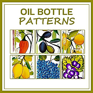 YIYUKODO 17oz Hand Painted Glass Olive Oil Bottle Dispenser- 500ml Green Oil & Vinegar Cruet with Pourers and Funnel - Olive Oil Carafe Decanter for Kitchen (olive)