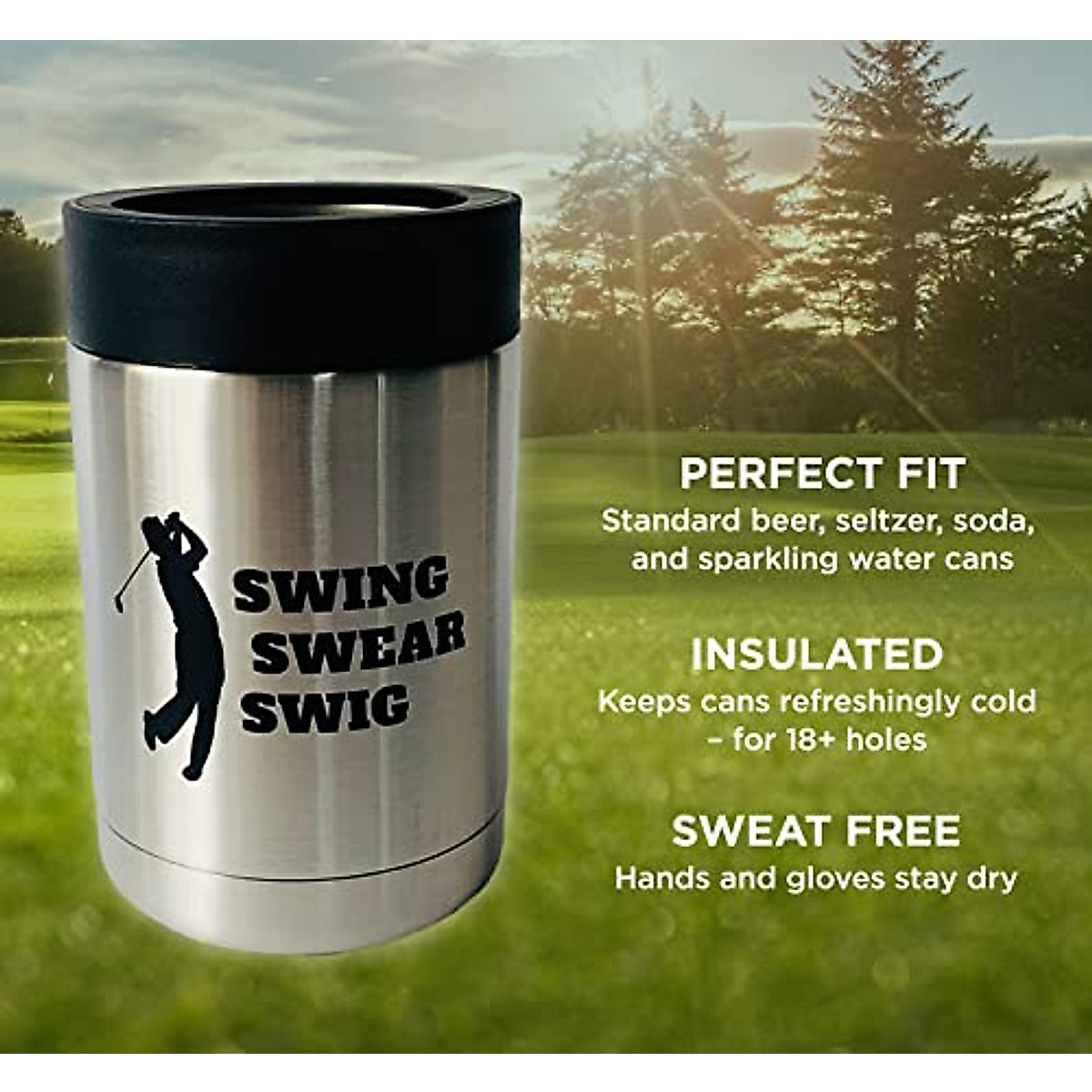 Golf Can Koozie - Funny Golf Gift - Stainless Steel Coozie for Beer, Hard Seltzer, Water, Soda