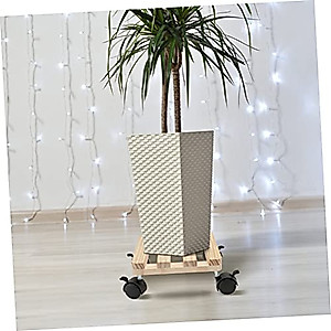 Yardwe 1pc Wooden Flower Stand Planter Caddy on Wheel Plant Saucer Heavy Duty Plant Dolly Wheel Barrow Heavy Duty Rotating Display Stand Dollies for Tabletop Plant Pot Base to Rotate
