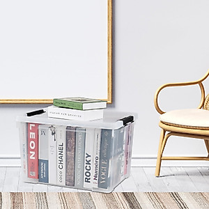 Aninhao 50 Quart Clear Latching Storage Box Bins, 4 Packs, Large Plastic Storage Boxes with Wheels