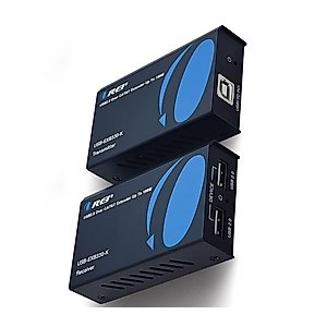 OREI USB Over Ethernet Extender Upto 330 Feet - Extends USB 2.0 Signals Over LAN Ethernet with 2 Ports - Power Over Cable, Long Distance Extension & Support for All Operating Systems (USB-EXB330-K)