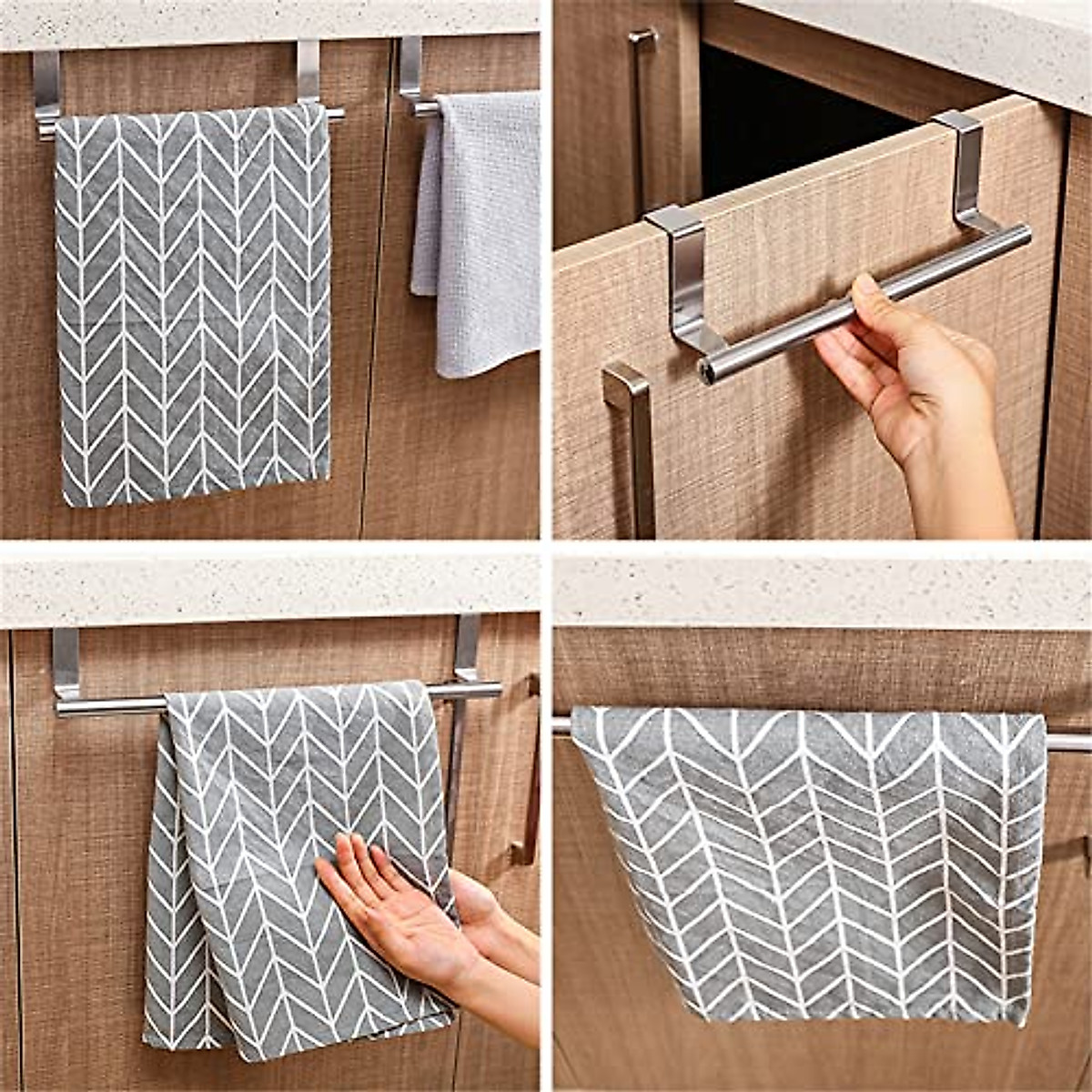 Stainless Steel Towel Rack Bathroom Towel Holder Stand Kitchen Cabinet Door Hanging Organizer Shelf Wall Mounted Towels Bar (1pcs)