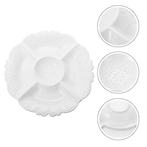 Cabilock Veggie Tray Ceramic Divided Serving Divided Serving Tray Serving platters Salad Plate Dishes Porcelain Fruit Appetizer Plates Ceramic