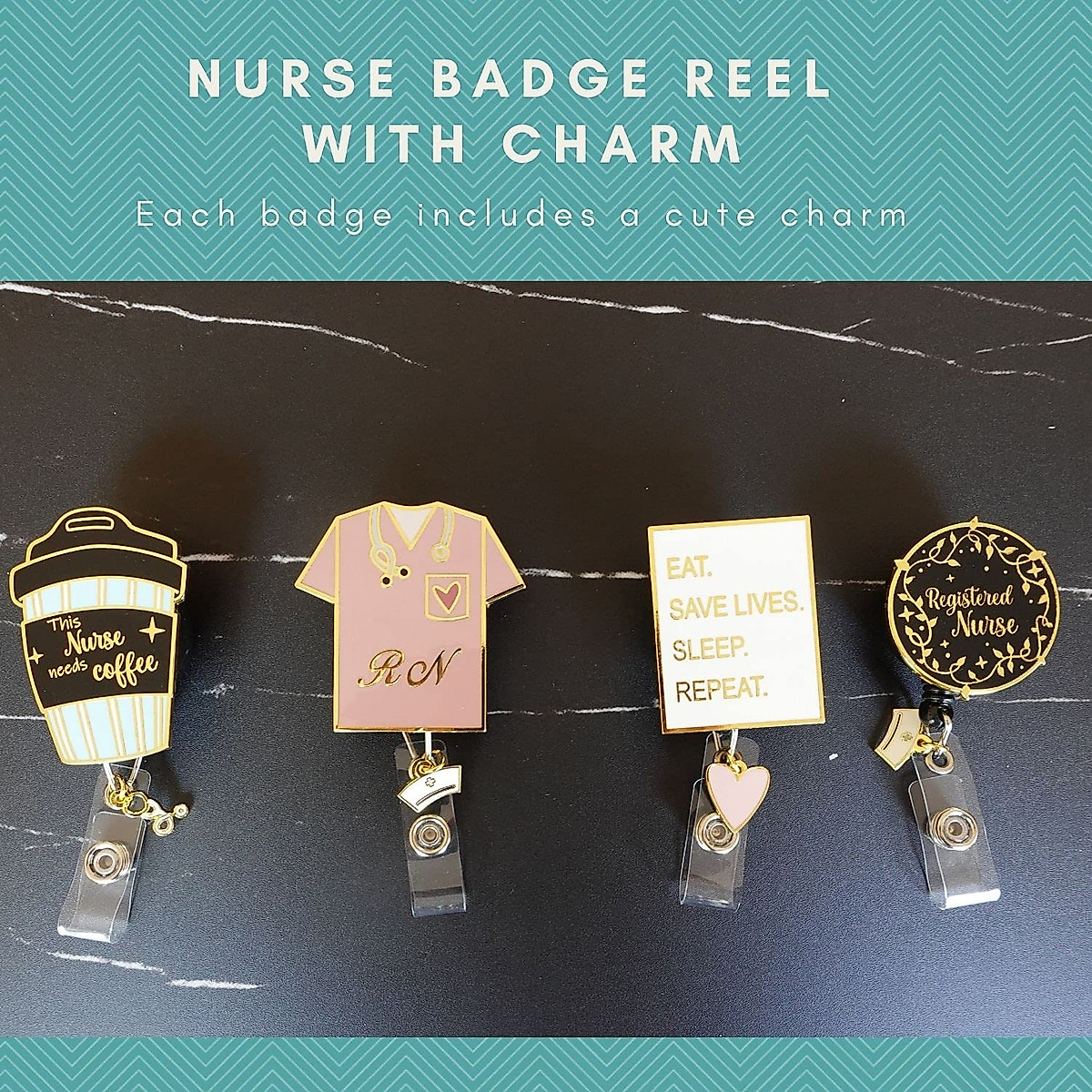 First Lifesaver Nurse Badge Reel - Retractable Nursing Badge Reel with Charm for Nurses, Nursing Students, NP (Be Kind)