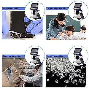 IULJH 220X Desktop Electronic Digital Stereo Microscope for Soldering Repairing with 4.3-inch Screen LED Light