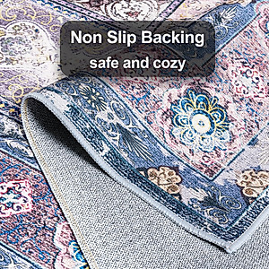 BESTSWEETIE 8x10 Area Rugs for Living Room Area Rug 8x10 Living Room Washable Rugs 8x10 Vintage Rug Area Rug for Bedroom Living Room Dinning Room No Pile Non Slip Purple/Blue/Multi