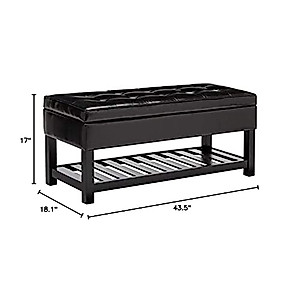 FIRST HILL FHW Ottoman Bench Storage, 43.5 by 17 by 18.1 inches (LxWxH), Black