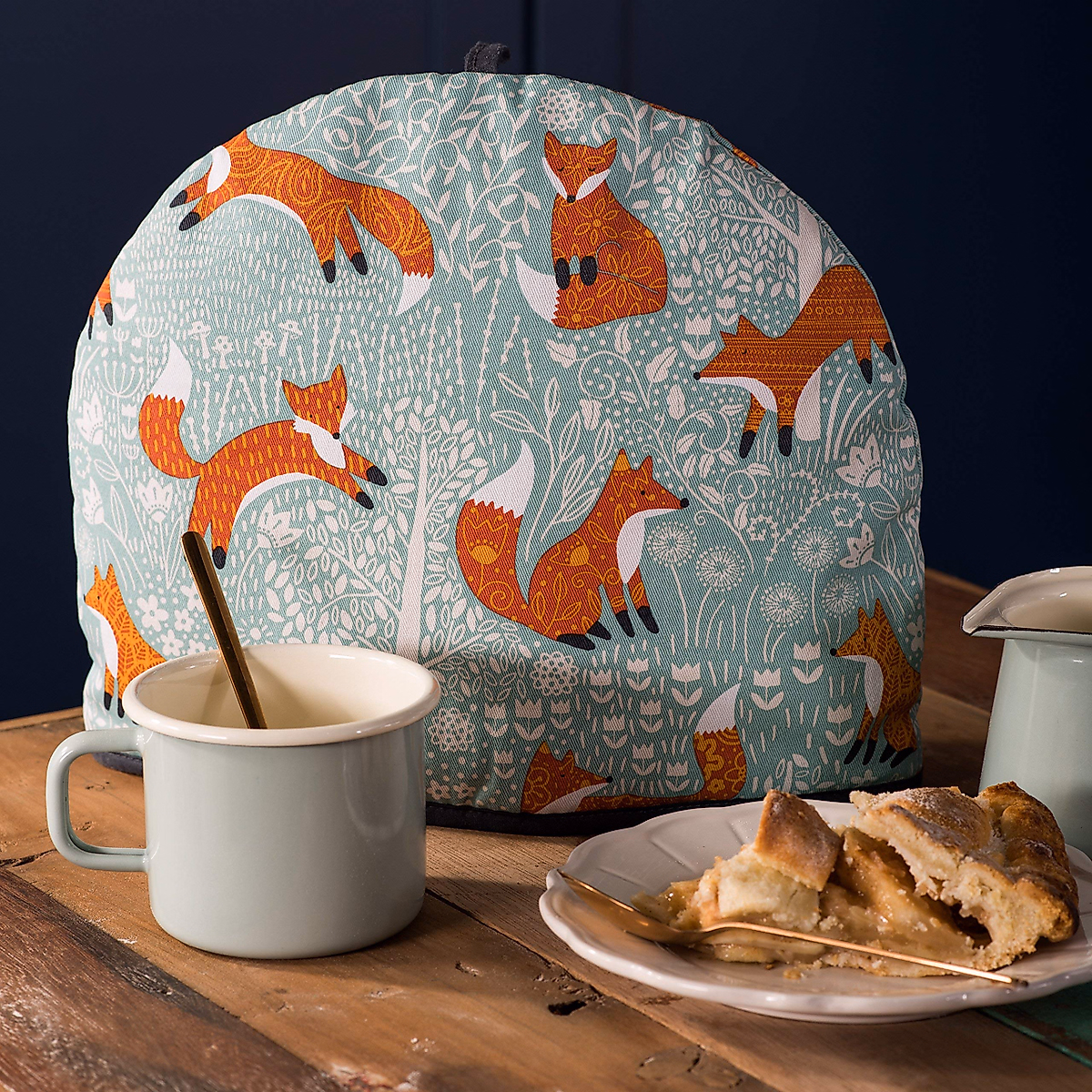 Ulster Weavers Tea Cosy - Vibrant Kitchen Accessory, 100% Cotton, Warming & Insulating, Machine Washable - Perfect for a Traditional English High Tea Experience, Foraging Fox, Blue