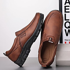 COSIDRAM Mens Loafers Slip on Shoes Casual Comfort Soft Moccasin Daily Flats Driving Walking Shoes Light Brown 9.5
