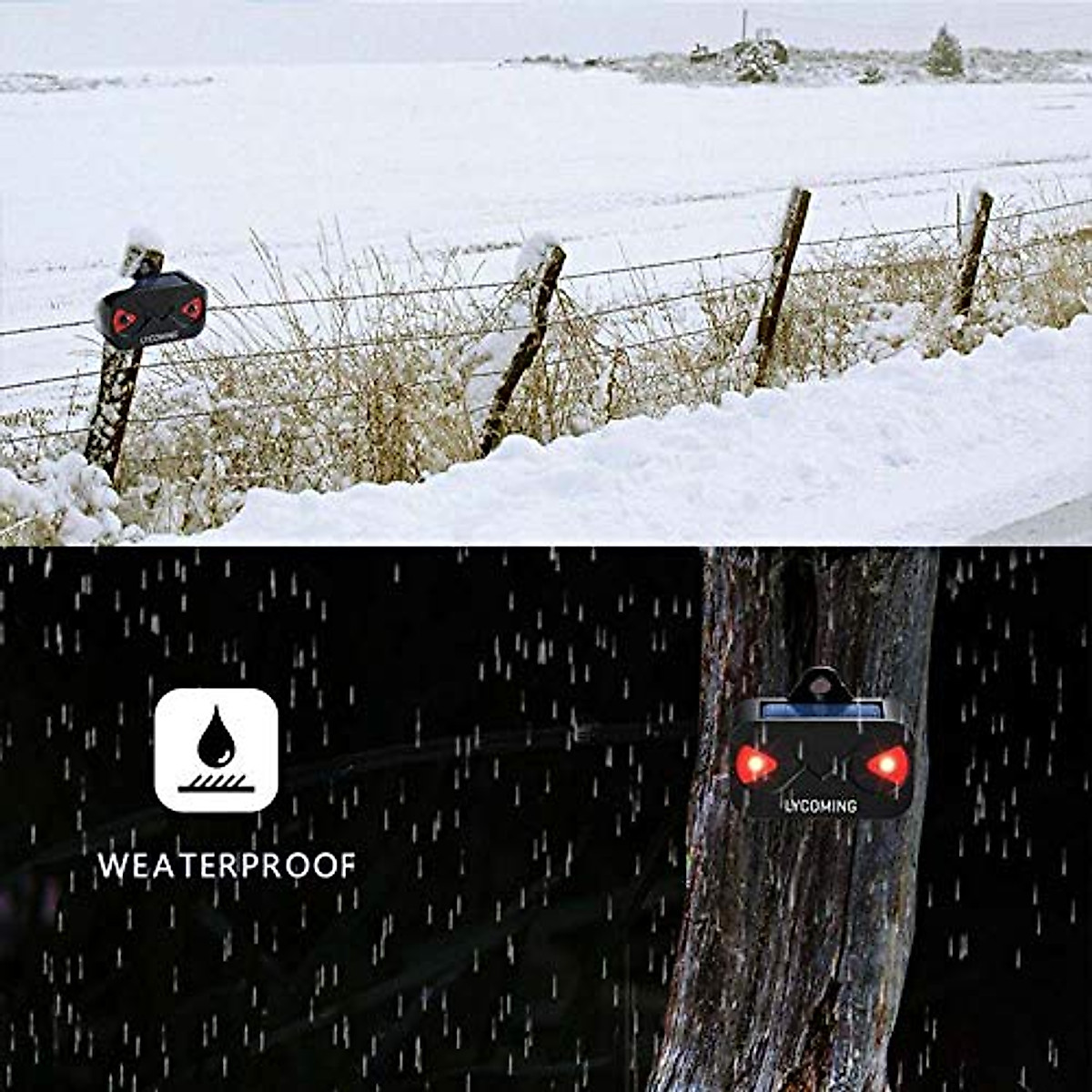 Lycoming Deer Repellent Raccoon Repellent for Nocturnal Animals Solar Predator Control Light Coyote Deterrent Devices with Red LED Strobe Lights Skunk Repellent for Garden - 4 Pack