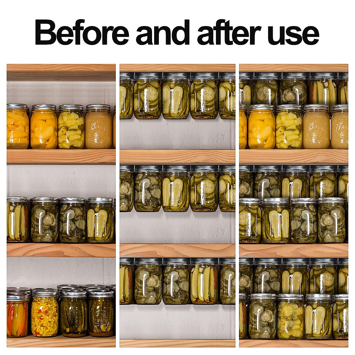 YEEPON mason jar racks, mason jar holders,mason jar holders for hanging,Stainless Steel Holder with 3 Mounting Options for Kitchen, Shelves and Cabinets,Wide Mouth（2Pack