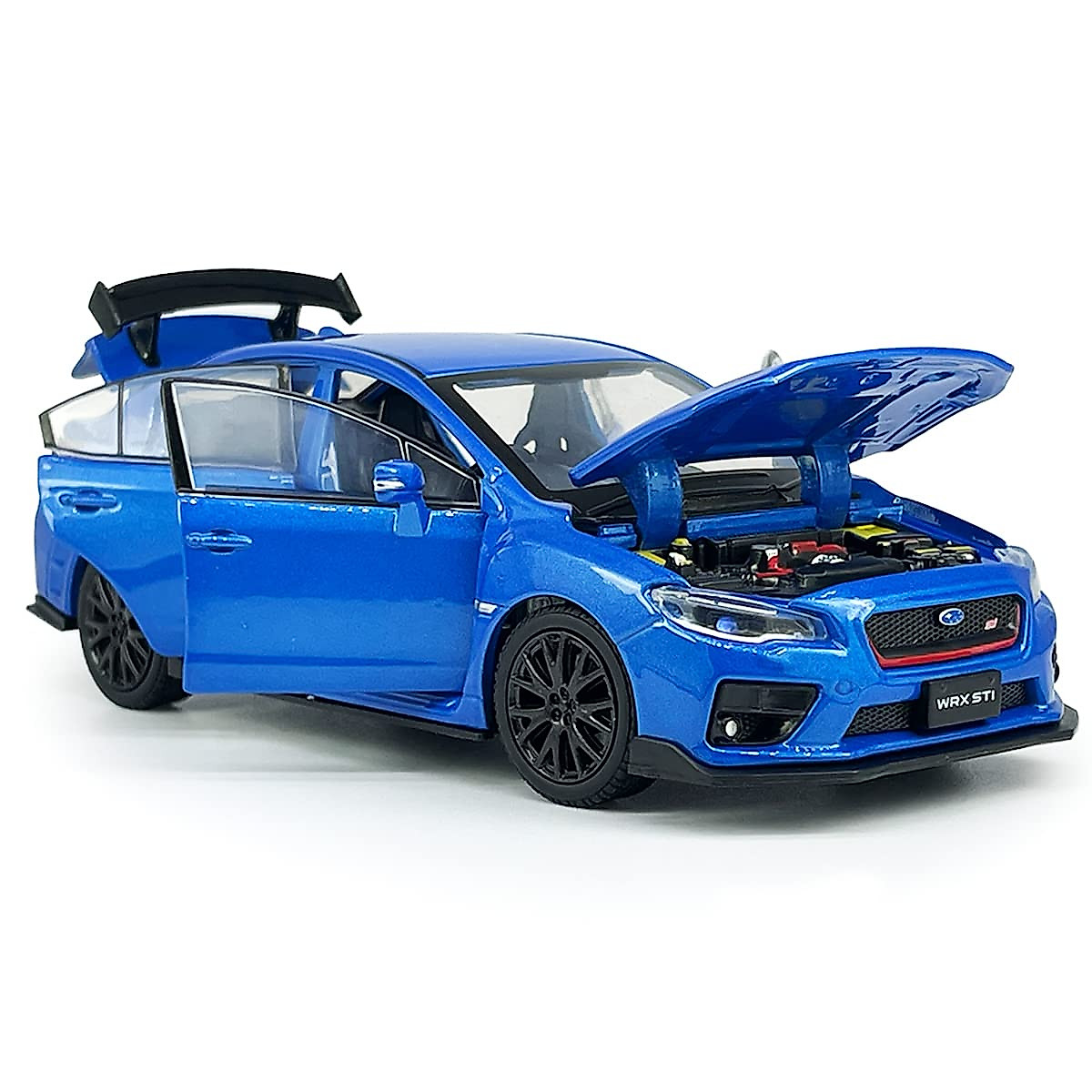 2016 Impreza WRX STI S207 Diecast Model Cars Racing Sports Toy Car 1/32 Scale Metal Children’s Die-cast Vehicles with Light, 4 Doors Open, Hood & Trunk Open, Toys for Boys Gifts Men, Blue