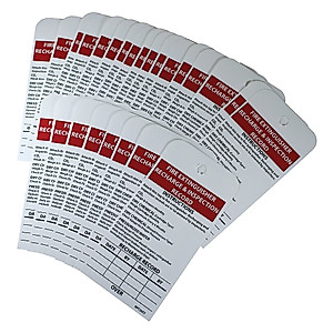 NMC RPT26ST Fire Extinguisher Recharge & Inspection Record Tag, Paper Polytag, Made in the USA,White
