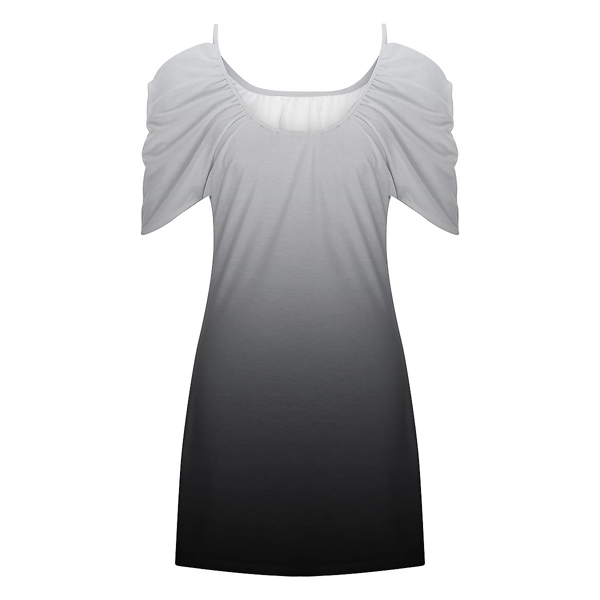 Women Dresses for Special Occasions Casual Summer Dresses 2023 Fashion Cold Shoulder Scoop Neck Tshirt Sundress Gradient Color Tunic Dress Photoshoot