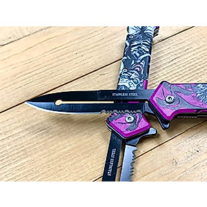 Super Knife 8'' Joker Pocket Knife Spring Assisted Folding Pocket Knife, EDC Tools, Pocket Clip, Camping Accessories, Multicolor