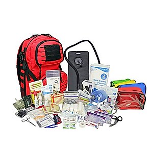 Lightning X Stocked Modular Trauma & Bleeding First Aid Responder Medical Backpack + Kit (Red w/Hydration Bladder)