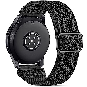 Easuny 22mm Watch Bands Compatible for Samsung Galaxy Watch 3 45mm Band/Galaxy Watch 46mm/Gear S3 Frontier, Stretchy Adjustable Elastic Nylon Woven Loop Wristband for Men Women, Black