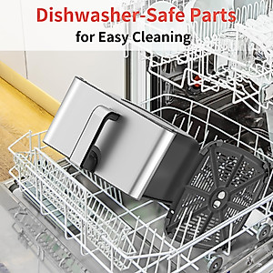 Air Fryer 10 Quart, Large Air Fryer for Families, 6 Cooking Functions AirFryer, 400°F Temp Controls in 5° Increments, Ceramic Coated Nonstick Basket and Crisper Plate, Dishwasher-Safe, 1700W, Grey