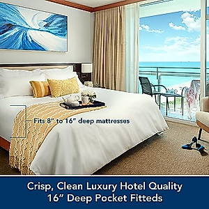 USA Bedding Sheet Sets 100% Made in America. Hotel Quality, Luxury Percale. White, 4 Piece King. Deep Pocket Fitted, Flat Sheet, 2 Standard Pillowcases. Soft Cool Comfortable