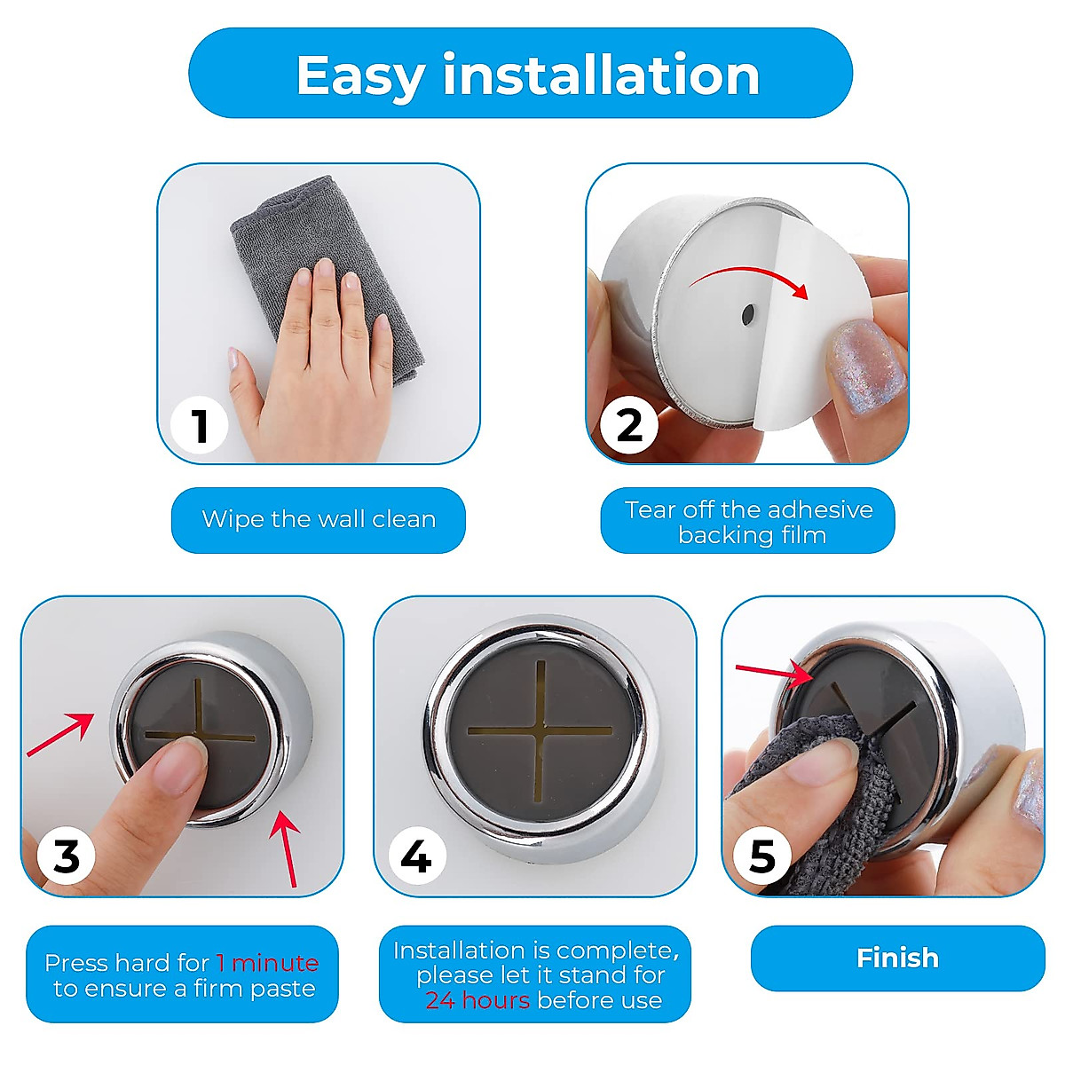 Prasacco 4 Pcs Tea Towel Holders, Self-Adhesive Tea Towel Hooks, Towel Holders for Kitchen Bathroom and Home