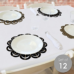 Big Dot of Happiness Roaring 20’s - 1920s Art Deco Jazz Party Round Table Decorations - Paper Chargers - Place Setting for 12