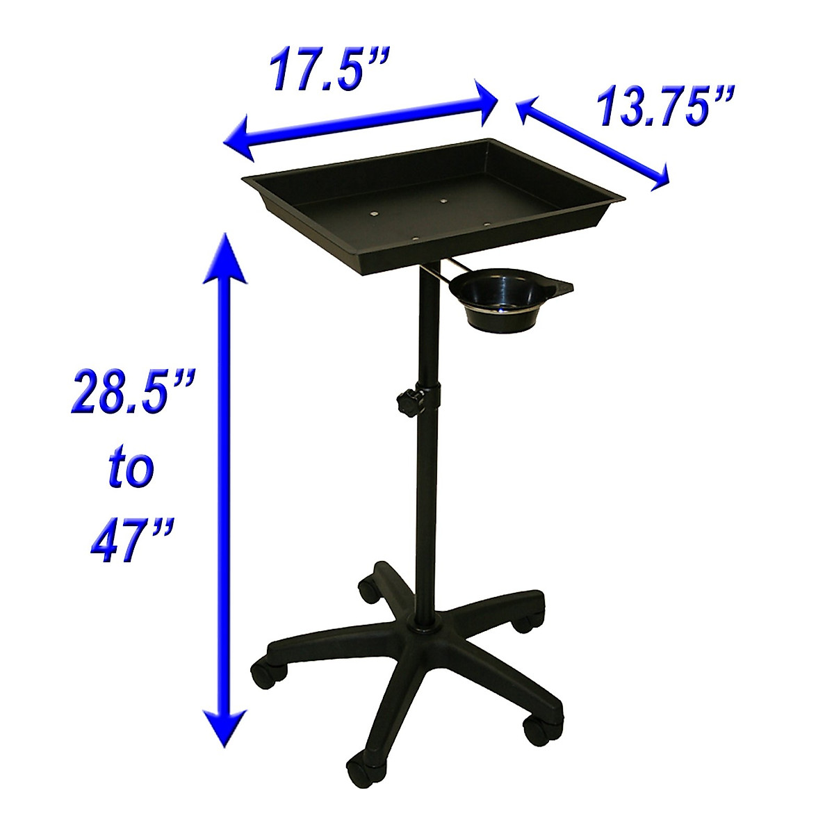 LCL Beauty Black Steel Air Lift All Purpose Tray with Removable Utility Cup