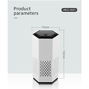 HCCMALL HCC-K01 Mini HEPA USB-C Powered Air Purifier. Ultra Portable (70X70X132mm), Ultra Quiet. Perfect for Travel, In-Car and Desktop