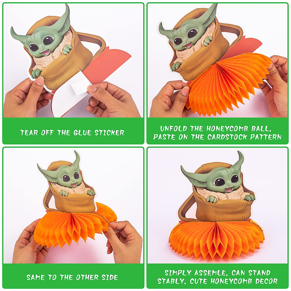 9PCS Baby Yoda Honeycomb Centerpieces, Baby Yoda Table Topper for Birthday Party Decoration, Star War Baby Table Topper Centerpieces, Baby Shower Cake Topper Table Decorations