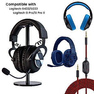 weishan G233 Audio Cable Replacement for Logitech Wired G433 / G Pro/G Pro X Gaming Headsets, Red Detachable Aux Cord Works on Xbox One PS4 PS5 PC, 6.6ft