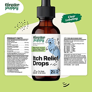 Itchy Relief for Dogs - Skin Soothing Drops for Dogs w/Stinging Nettle Leaf & Centella Asiatica - Itchy Paws Relief for Skin Health - Dog Skin and Coat Supplement for Happy Pups - 2 oz