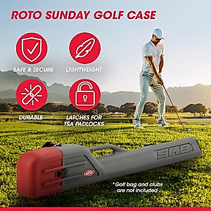 SKB Lightweight Hard Plastic Grey and Red Golf Travel Bag with Shoulder Strap, Sturdy and Ideal for Airline Travel, Can Carry up to 8 Golf Clubs