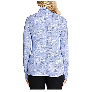 Kirkland Signature Women's ¼ Zip Pullover (Azure Blue Jacquard, Small)