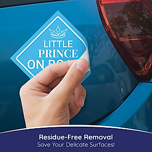 Super Cute, Elegant 4.5in Prince on Board Sticker 1pk. Bright Blue Diamond Newborn Caution Car Bumper Decals. Premium Vinyl Baby Safety Warning Label for Vehicles, Trucks, Automobiles, Cars, Vans