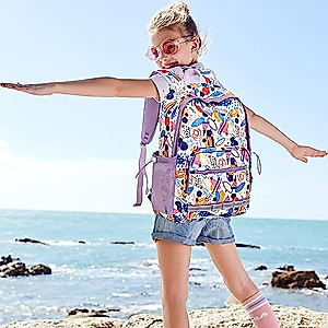 CAMTOP Elementary Backpack for Kids Girls Backpack Middle School Bookbags Causal Daypack Travel (Graffiti Backpack)