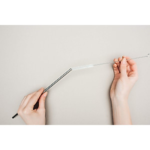 Chef Select Reusable Drinking Straws, Stainless Steel, 4 Bent, 2 Straight, 2 Cleaning Brushes, 6 Silicone Flex Tips - Mixing Drinks or on the Go