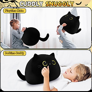 19'' Black Cat Plush- Giant Black Cat Stuffed Animal, Large Black Cat Plushie Kawaii Plushies with Star Eyes Cat Plush Pillow, Halloween Black Cat Decor Plush Toys Halloween Plush Gift for Kids