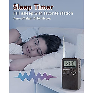 Ratakee Battery Operated Handheld AM/FM Radio with Preset, Sleep Timer and Battery Backup for Yard Work, Walking, Camping, Jogging, Fishing, 3 AA Battery Powered