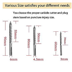 Tire Repair Carbide Cutter, Roujiatk Carbon Steel Nail Mushroom Drill Reamer Bit Carbide Cutter Solid Rotary Burrs Shanks Patch Plug Repair Tools-T3