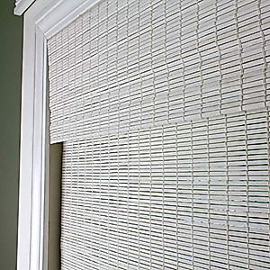 Calyx Interiors Cordless Seaside White Bamboo Roman Shades Blinds - Size: 24" W x 74" H (Model: 04CBF240740)