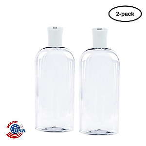 JNDUBZ Plastic Squeeze Bottle with Flip Cap 8 Oz - Refillable Portable, Travel Size, Leak Proof and Reusable for Household Use, Shampoo, Conditioner, Cleaning Solutions (2 Pack, 473 ml)