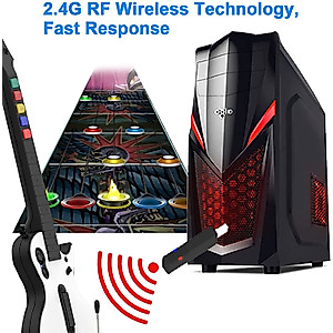 DOYO Guitar Hero Controller for PC and PS3, Wireless Guitar for Guitar Hero 3/4/5 and Rock Band 1/2 Games, Guitar Hero Guitar with strap (5 Keys/White)