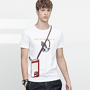 DOB SECHS Phone Case for iPhone 12 with Strap, Crossbody Phone Case for iPhone 12 Pro, Clear Hard Acrylic PC Cover Slim Case Neck Lanyard Phone Case for Women, Adjustable Detachable Strap, Red