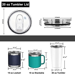 20 oz Tumbler Lids Compatible with Yeti 20 oz Tumbler Replacement Lid 10 oz Lowball, 10 oz Mug and Other Tumblers(1 Pack)