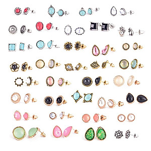 36 Pairs Boho Stud Earrings Set for Women Hypoallergenic Earrings Vintage Bohemian Assorted Earrings